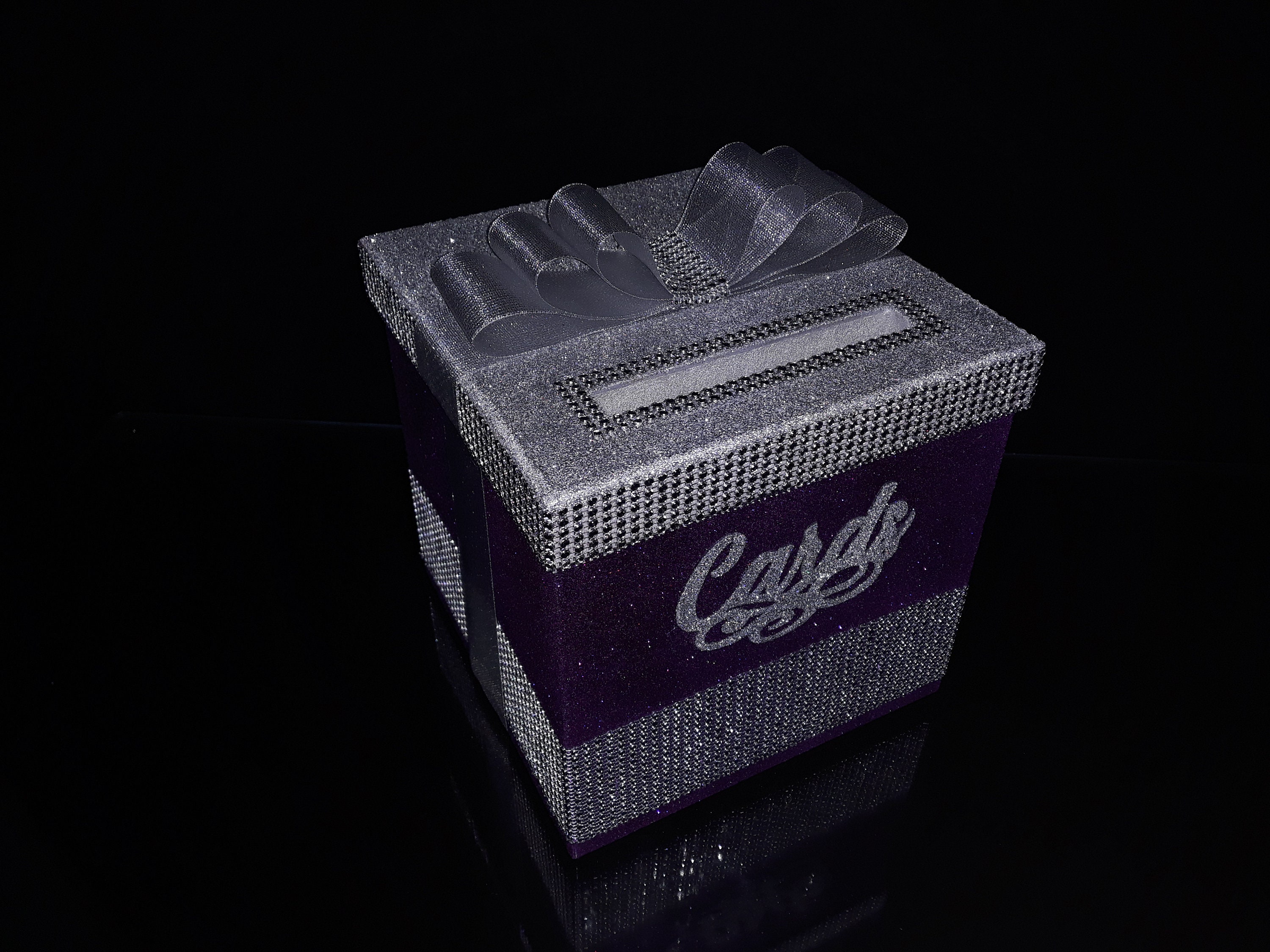 Purple Square Card Box Glitter and Bling for Sweet 16 | Etsy