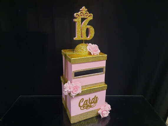 A Two-tier Card Box With Rose a Two-story Cardbox a Box for - Etsy