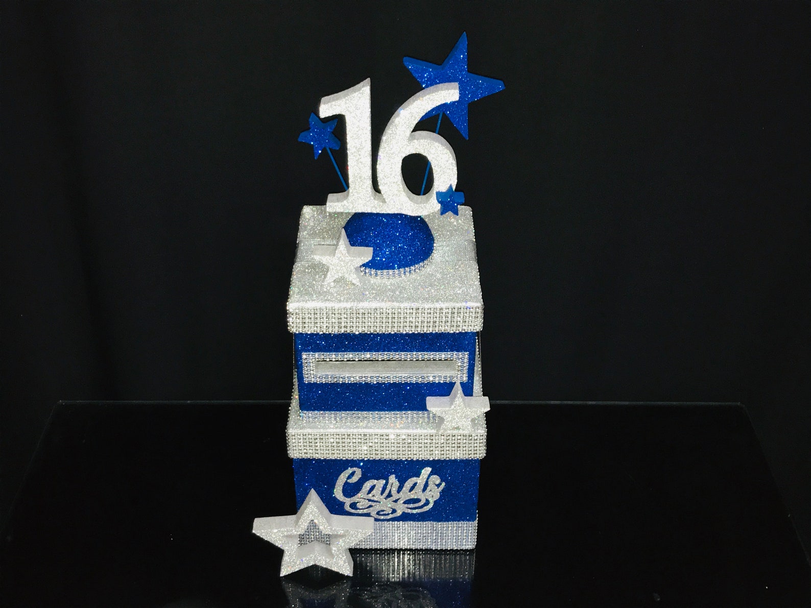 A Two-tier Card Box With Stars a Two-story Cardbox a Box for - Etsy