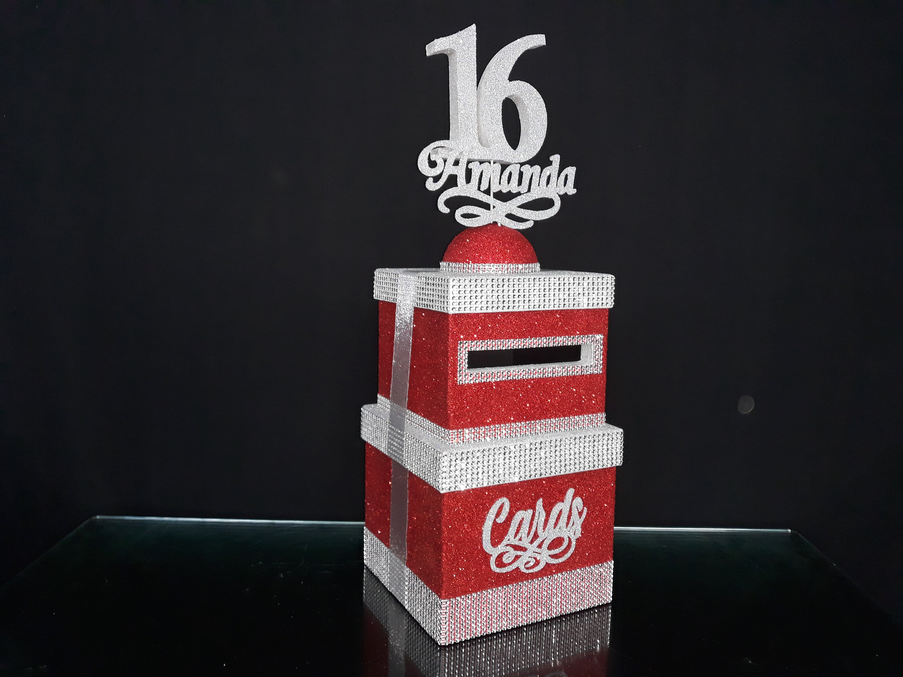 A Two-tier Card Box Red a Two-story Cardboxbox for Cards | Etsy