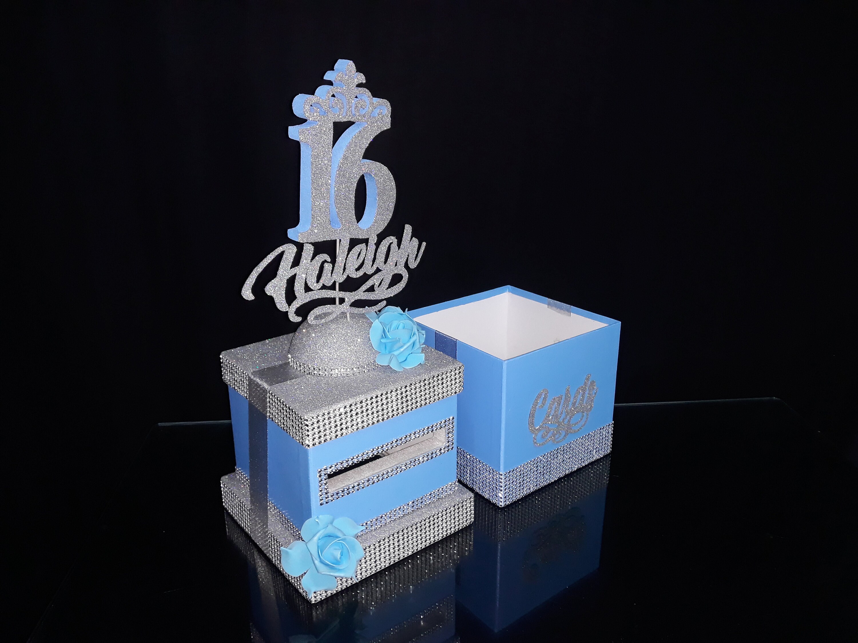 A Two-tier Card Box With Rose a Two-story Cardbox a Box for - Etsy