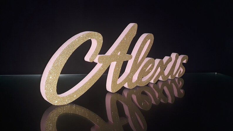 Pink Color Custom Name 3D Alexis Gold Glitterfoam Letters - Etsy