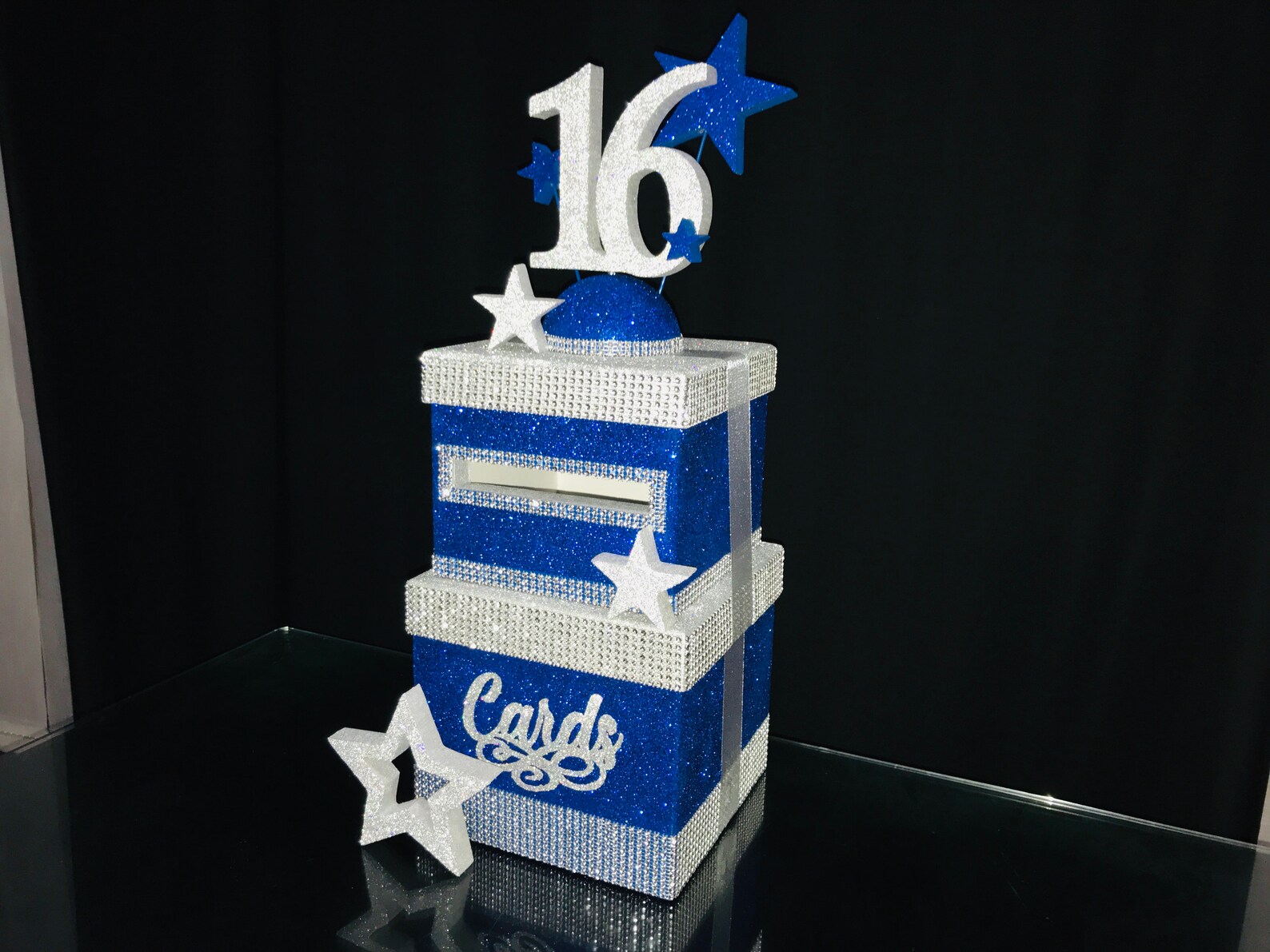 A Two-tier Card Box With Stars a Two-story Cardbox a Box for - Etsy