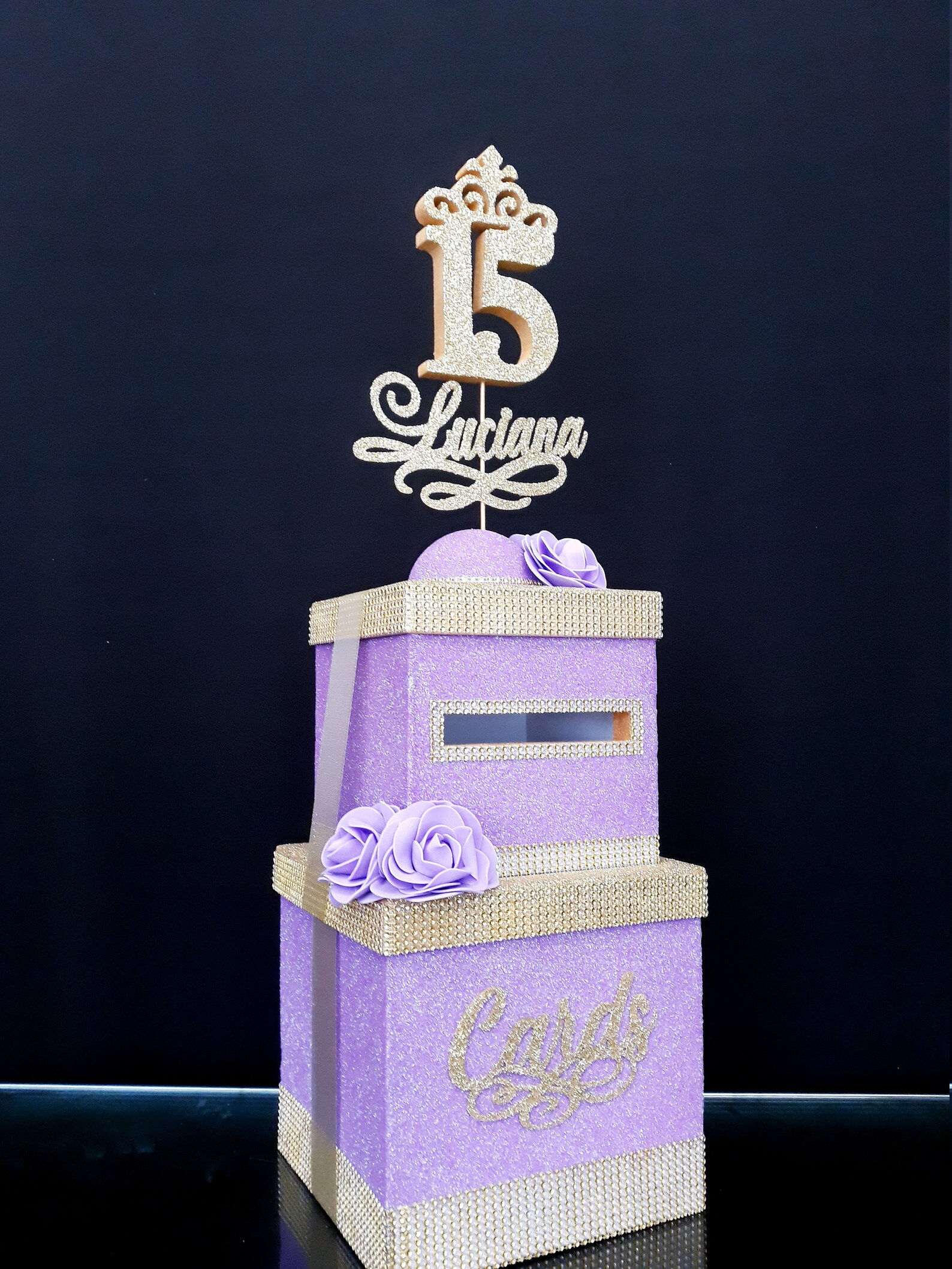 A Two-tier Card Box With Rose a Two-story Cardbox Box for | Etsy