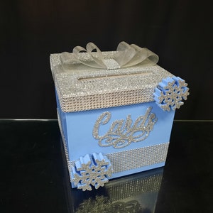 Llight Blue Card Box With Snowflakes, Cardbox Winter, Box for Cards ...