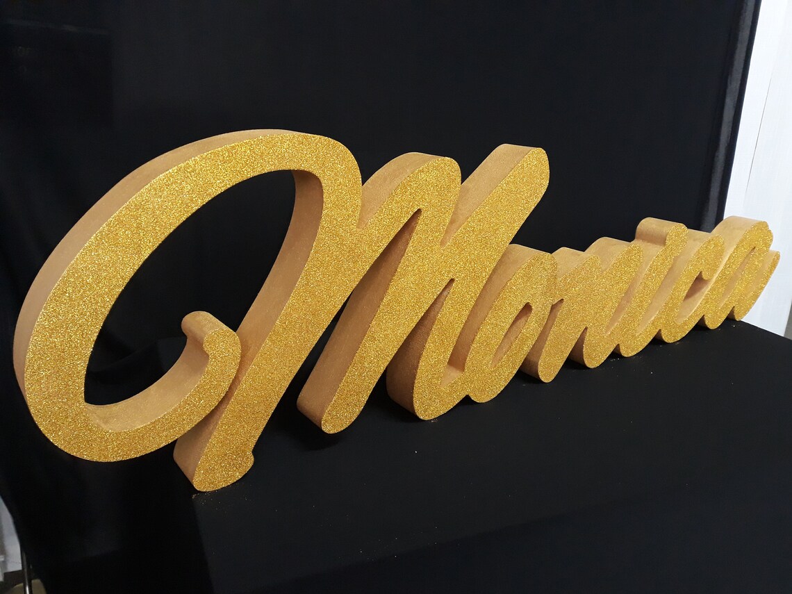 Big silver 3D sign 12 styrofoam custom name Monica | Etsy