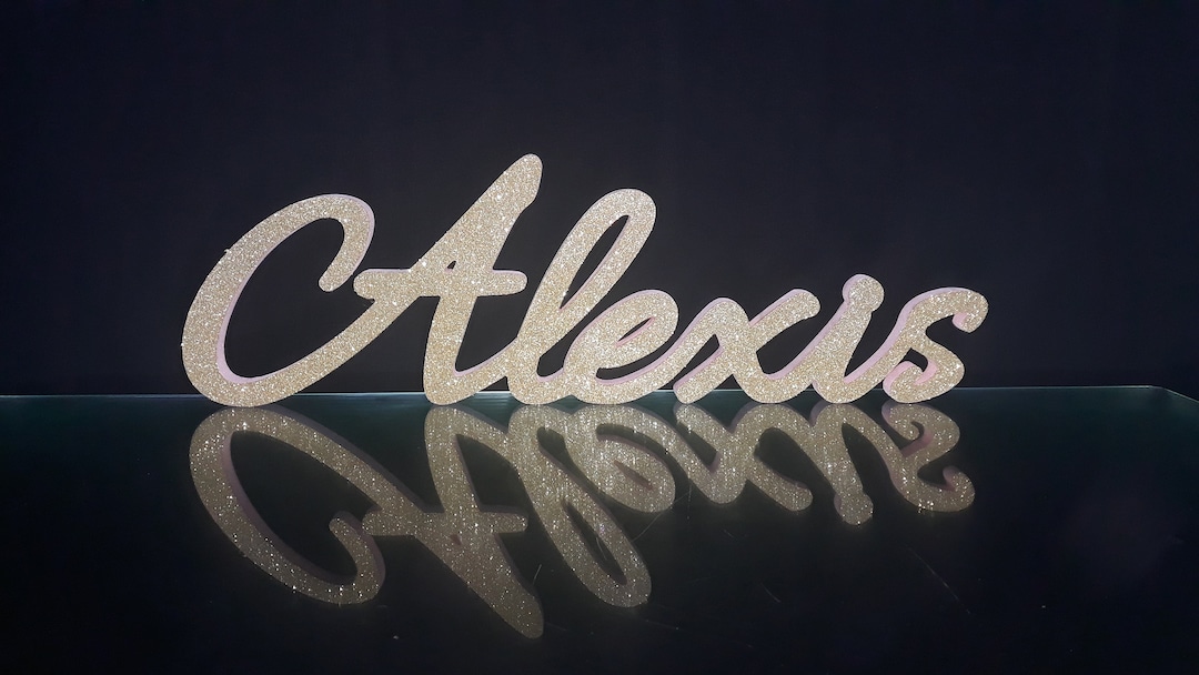Pink Color Custom Name 3D Alexis Gold Glitter,foam Letters Name ,3D ...