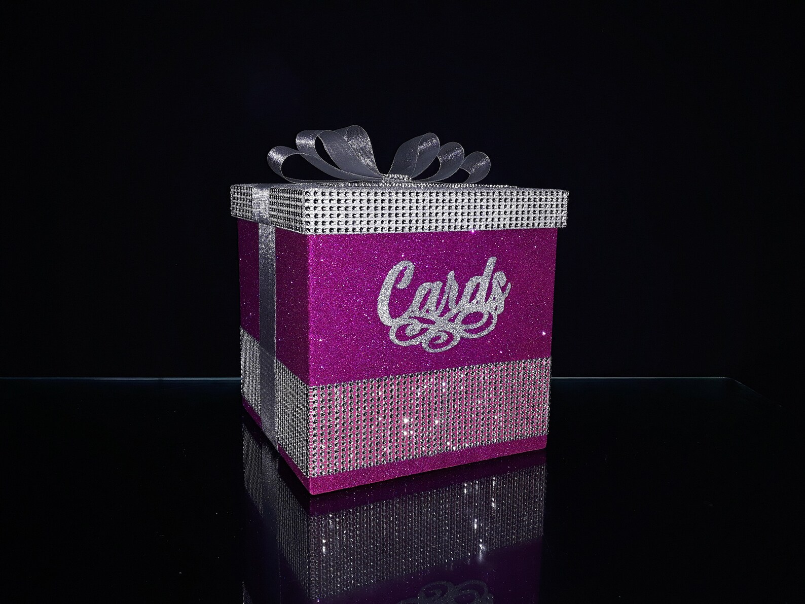 HOT Pink Square Card Box Glitter and Bling for Sweet 16 - Etsy