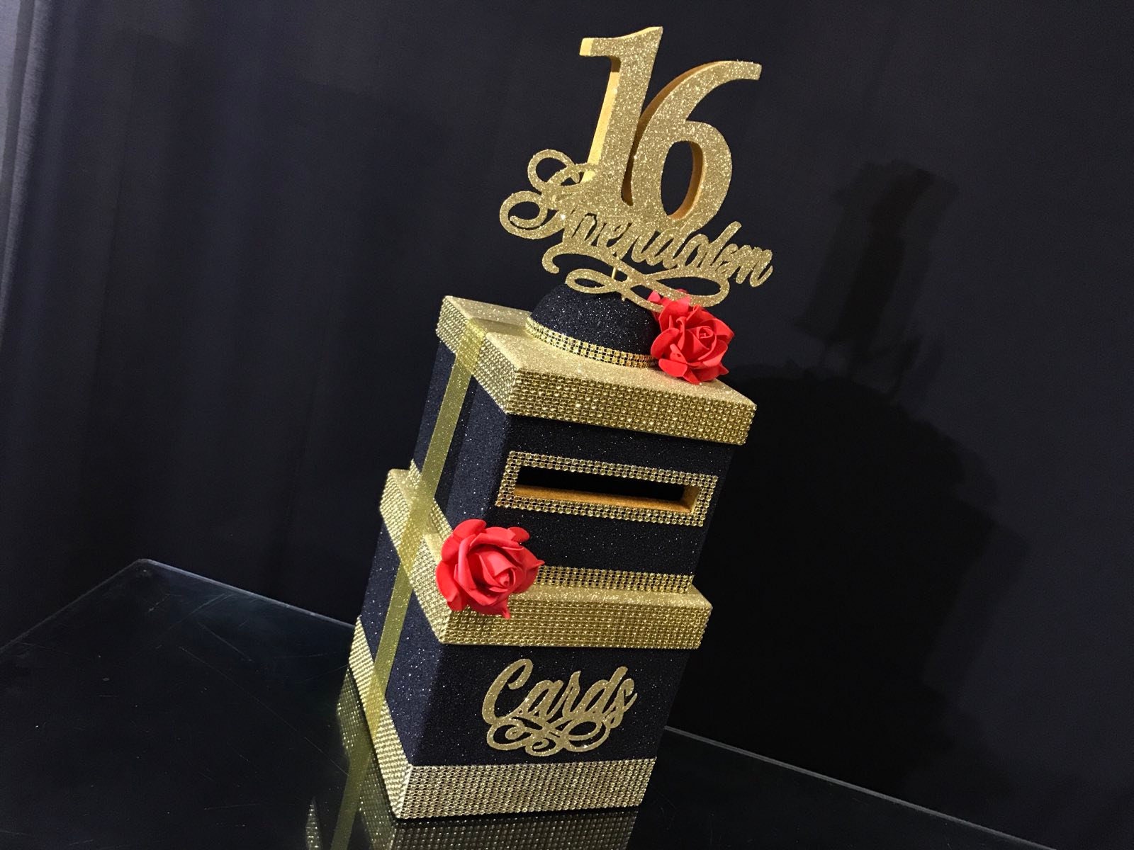 A Two-tier Card Box With Rose a Two-story Cardboxbox for - Etsy