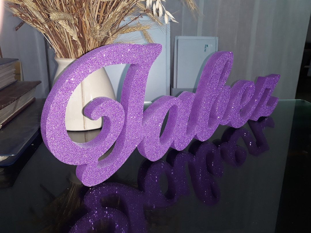 Purple Glitter Custom Name 3D Jabez, Purple Foam Letters Name Age Block ...