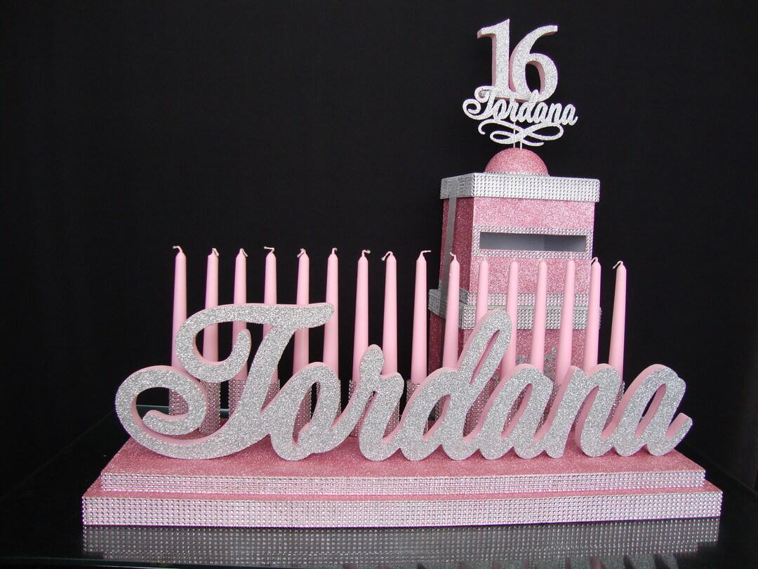 SET Sweet 16 Candelabra Foam and Cardbox,pink Candelabra Quinceanera ...