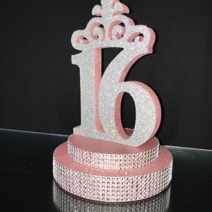 Centerpiece Number 16 on Stand Rose Gold,central Decor, Central Element ...
