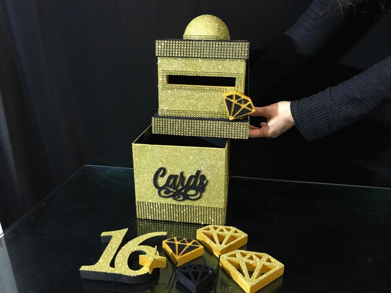Diamonds Gold Cardbox,two-story Card Box Gems,a Box for Cards Silver ...