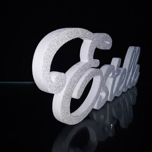White Color Custom Name 3D White Glitter,styrofoam Name, Foam Letters ...