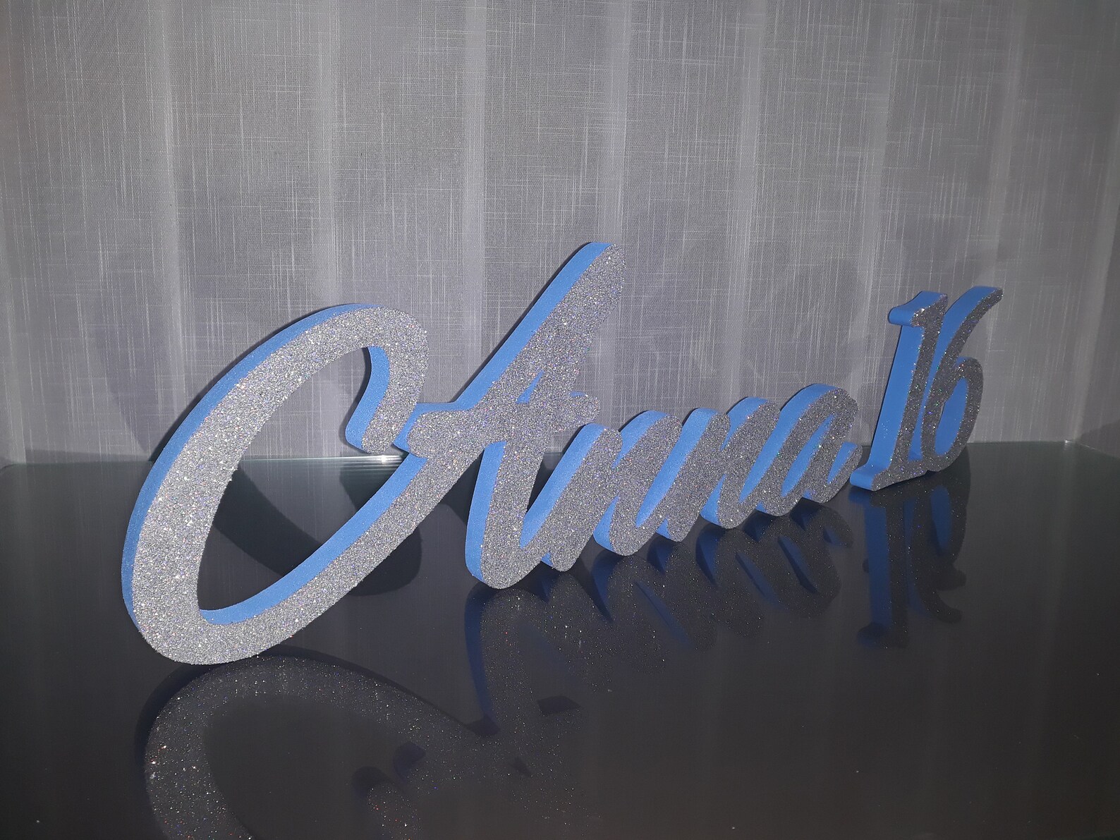 Custom Name Anna 16 Silver Glitter Styrofoam 3dlight Blue - Etsy