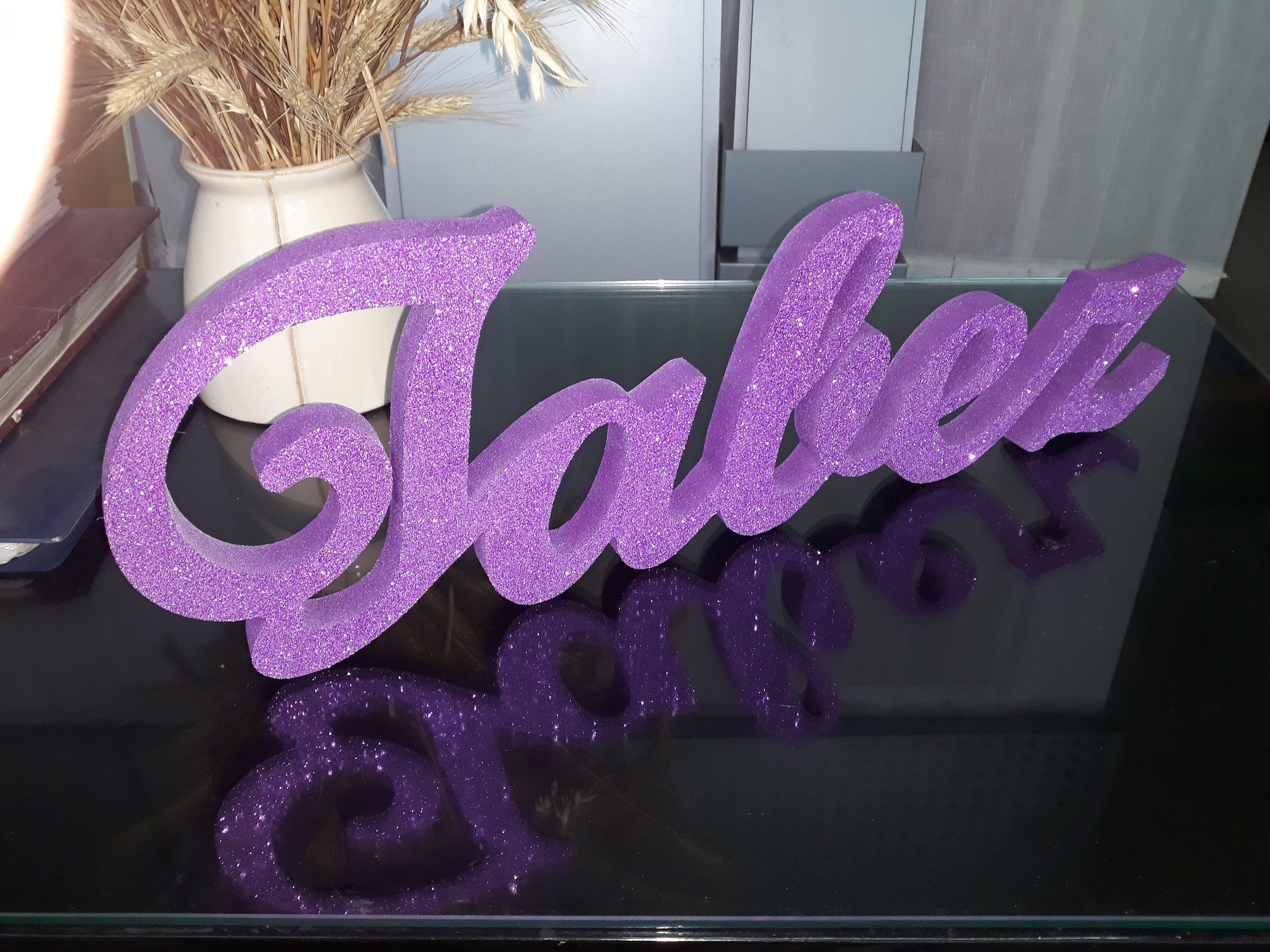 Purple glitter custom name 3D Jabez purple foam letters name | Etsy