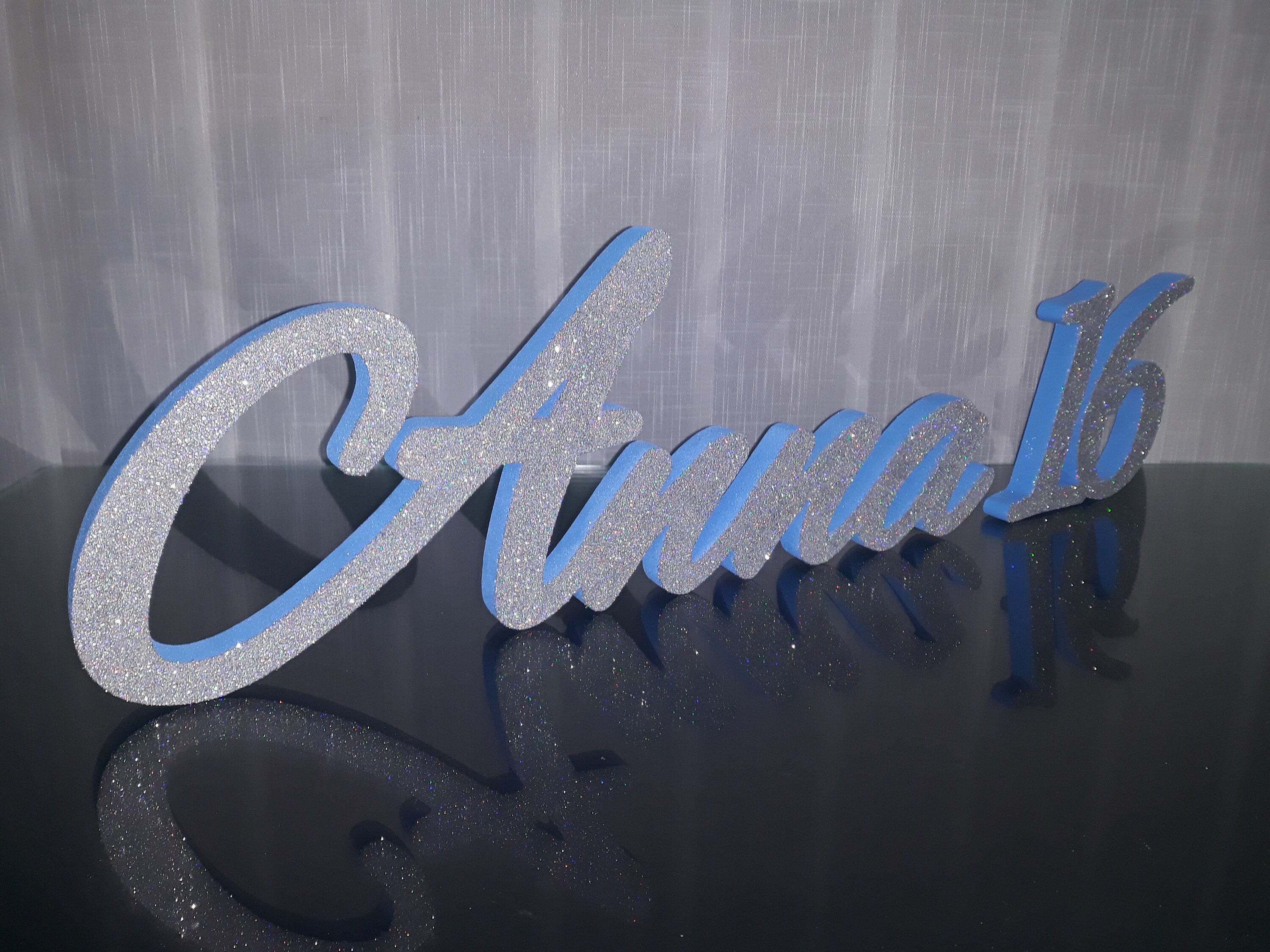 Custom Name Anna 16 Silver Glitter Styrofoam 3dlight Blue - Etsy