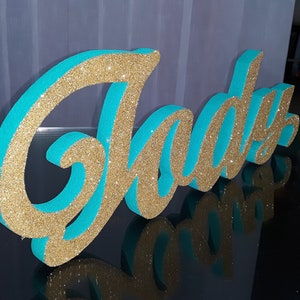 Turquoise Color Custom Name 3D Jody Gold Glitter,styrofoam Name,foam ...