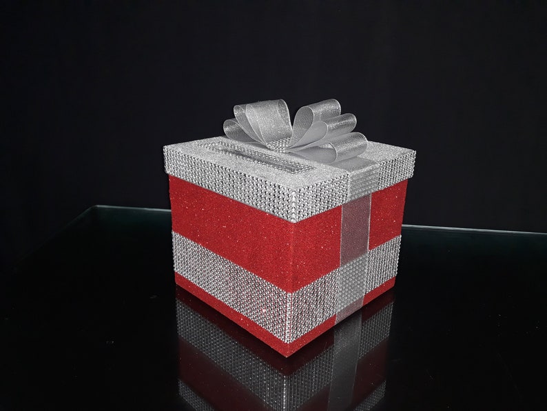 Red Glitter Square Card Boxcard Box Sweet 16card Box | Etsy