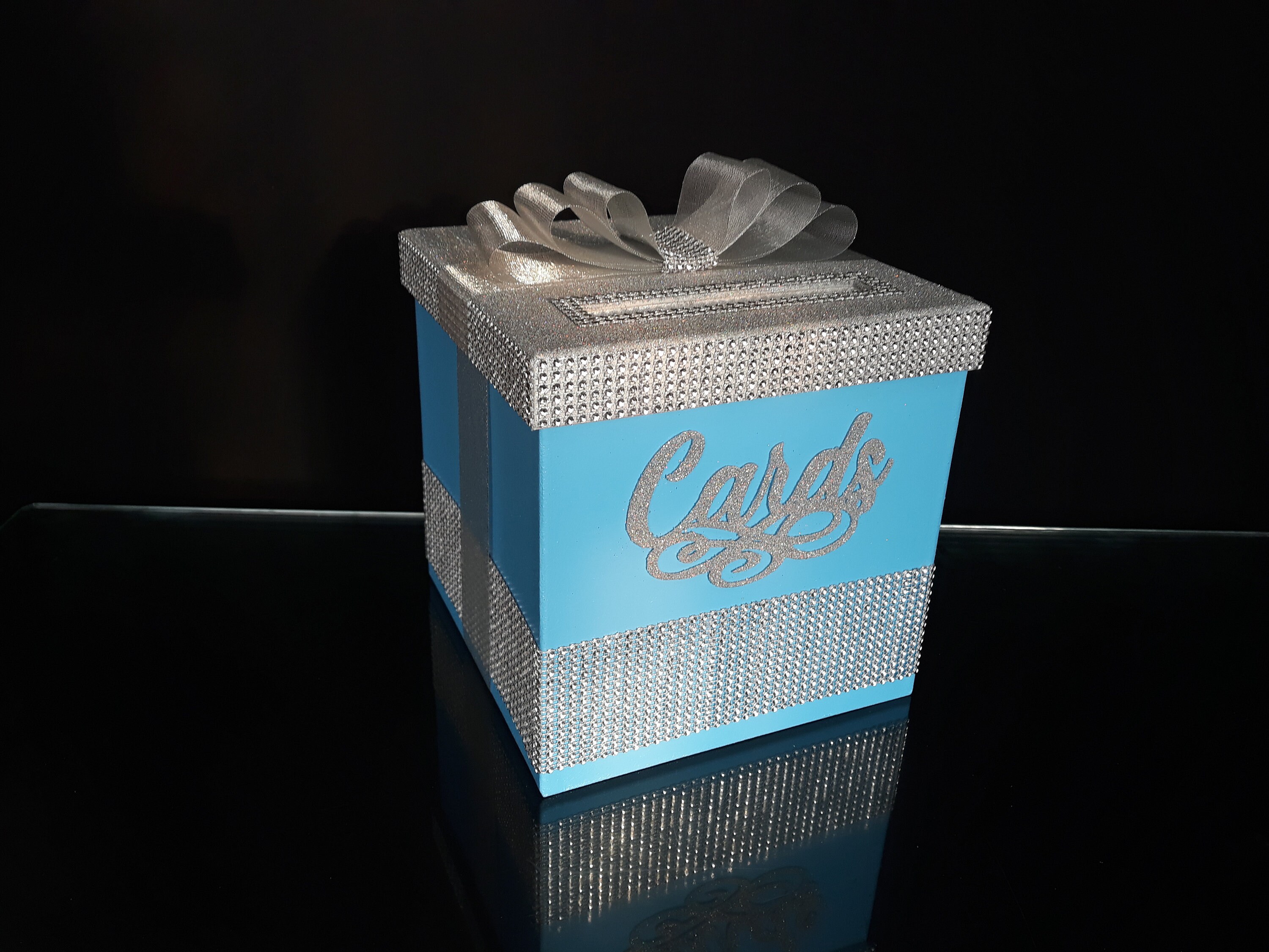 Light Blue Square Card Box for Sweet 16 Wedding | Etsy