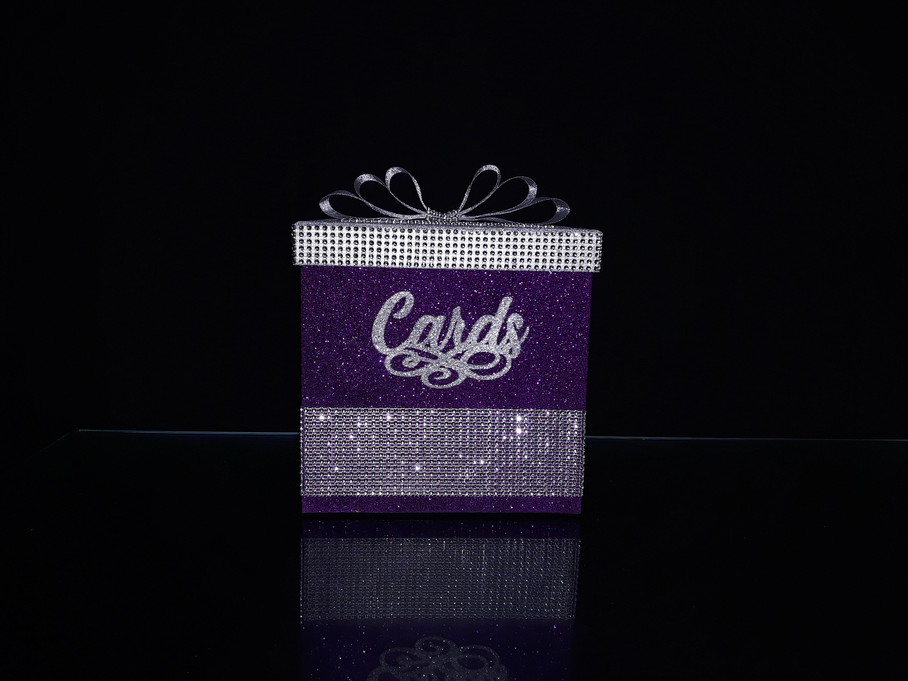 Purple Square Card Box Glitter and Bling for Sweet 16 | Etsy