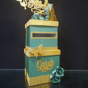 Esmerald Green Card Box With Butterflies, Cardbox Cards Butterflies ...