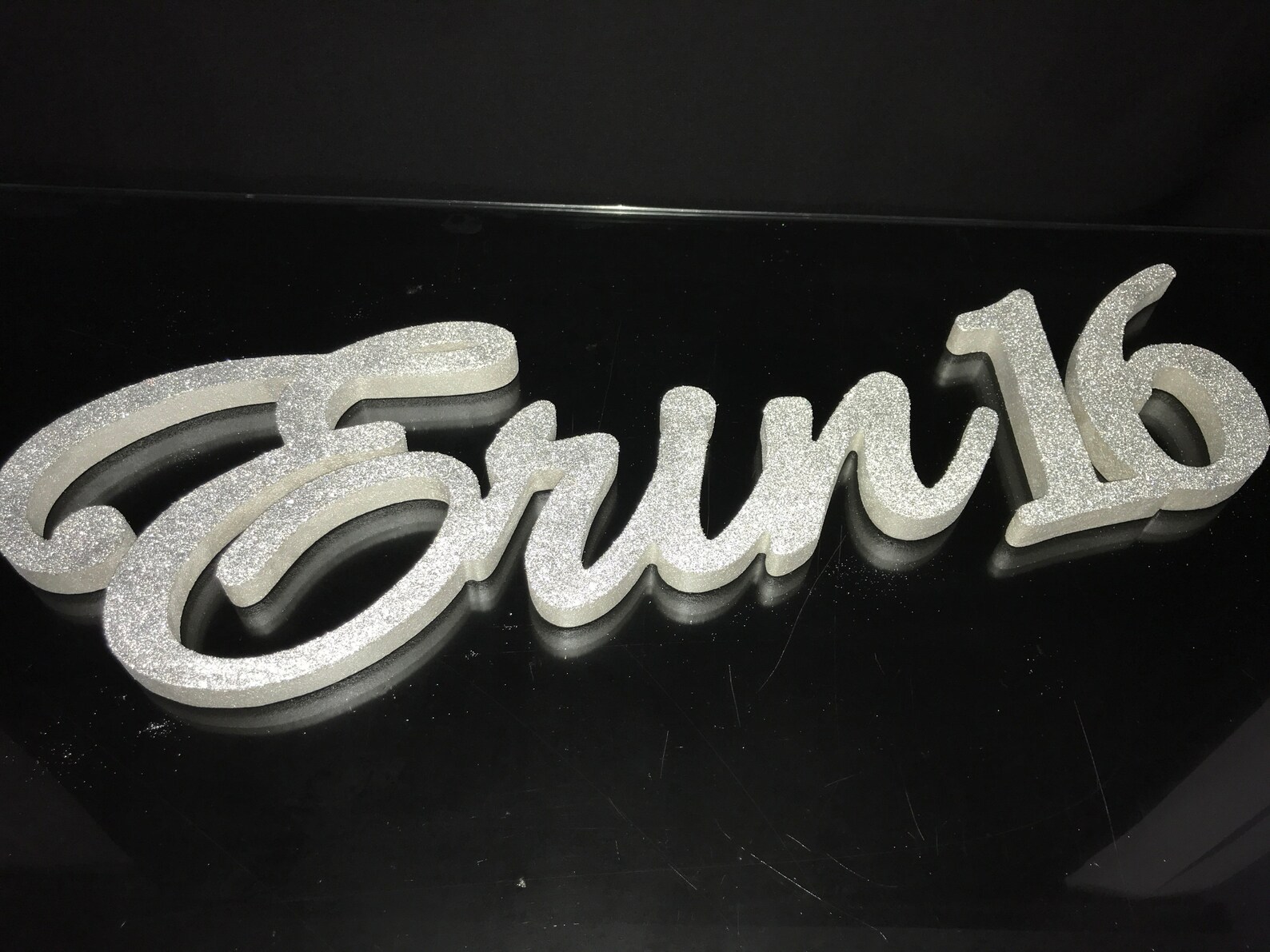 Custom Name Erin Silver Glitter Styrofoam 3d,silver Letters Name Age ...