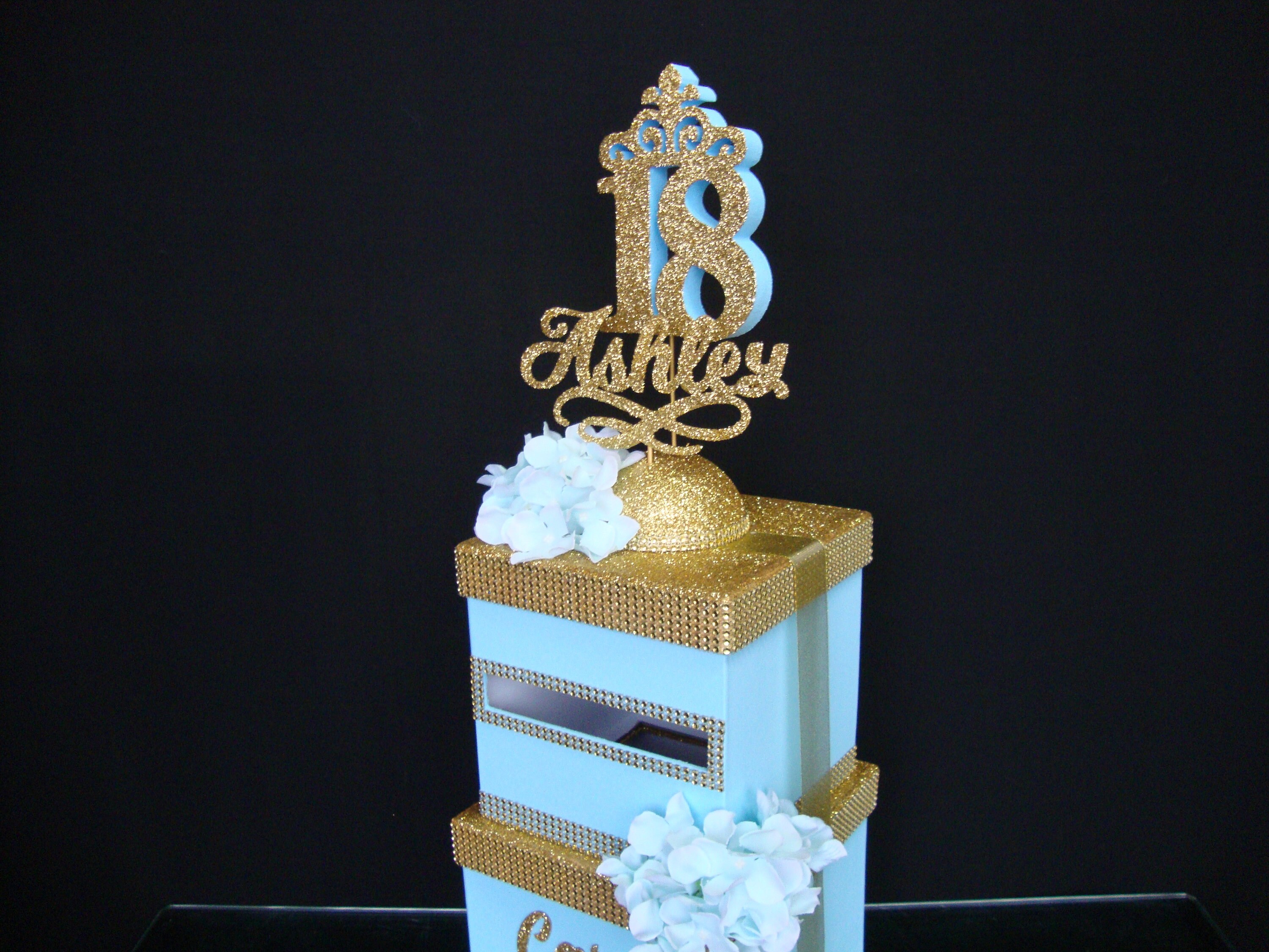 A Two-tier Card Box With Hydrangea a Two-story Cardbox a Box - Etsy