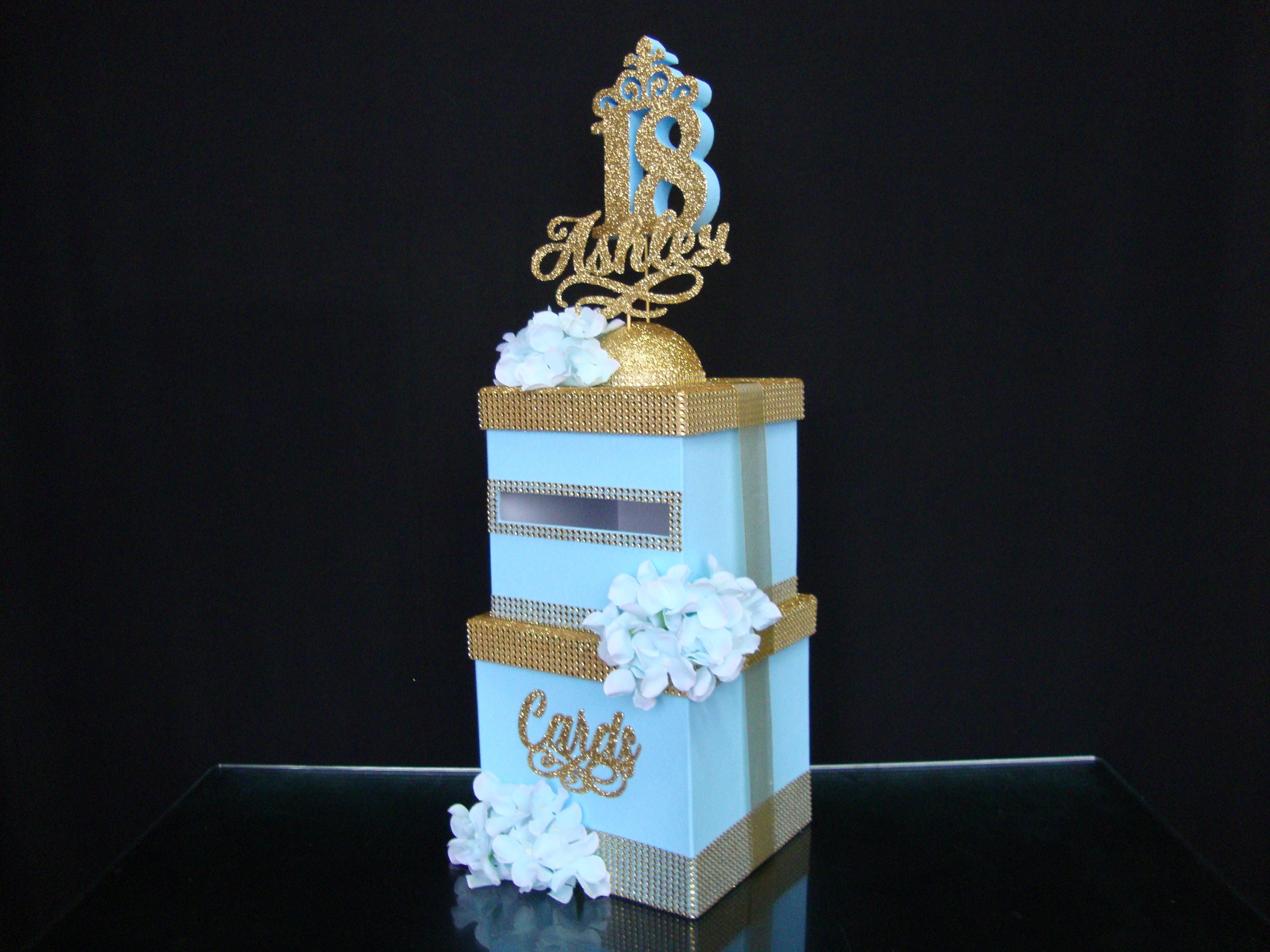 A Two-tier Card Box With Hydrangea a Two-story Cardbox a Box - Etsy