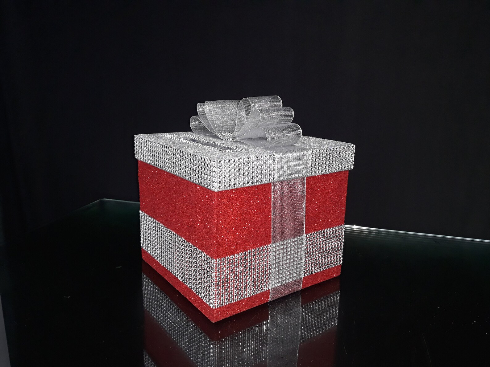 Red Glitter Square Card Boxcard Box Sweet 16card Box | Etsy