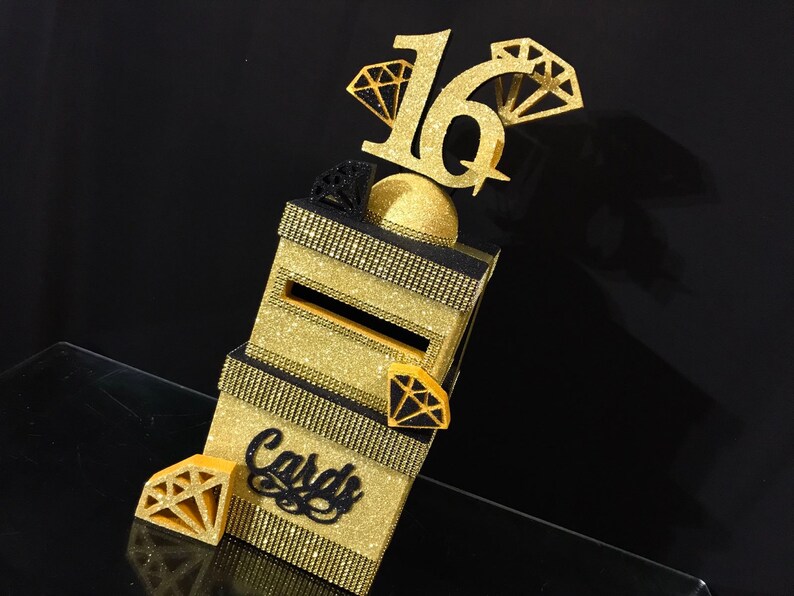 Diamonds Gold Cardbox,two-story Card Box Gems,a Box for Cards Silver ...