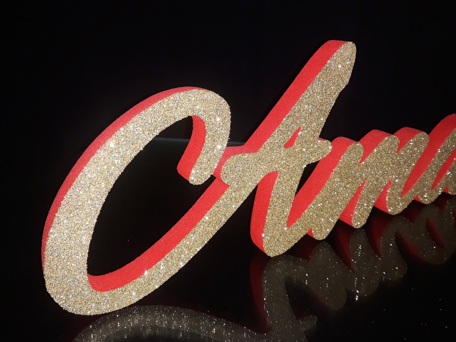 Red color custom name 3D gold glitterfoam letters3D | Etsy