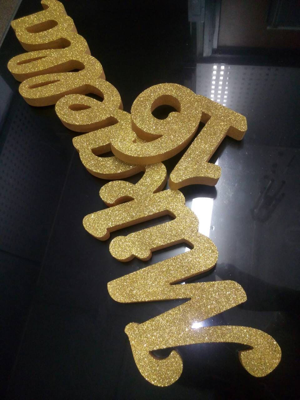 Custom Name Gold Glitter Styrofoam Letters 3dgold Letters | Etsy