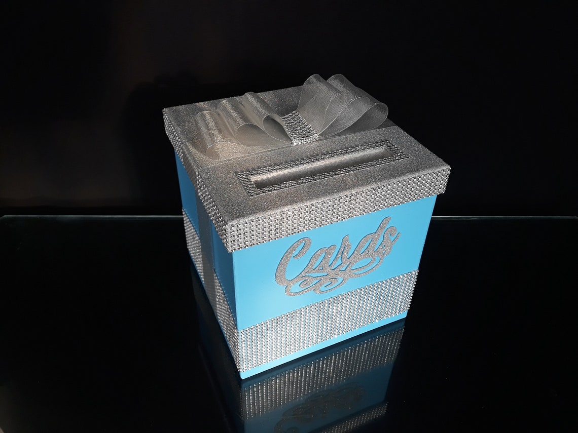 Light Blue Square Card Box for Sweet 16 Wedding - Etsy
