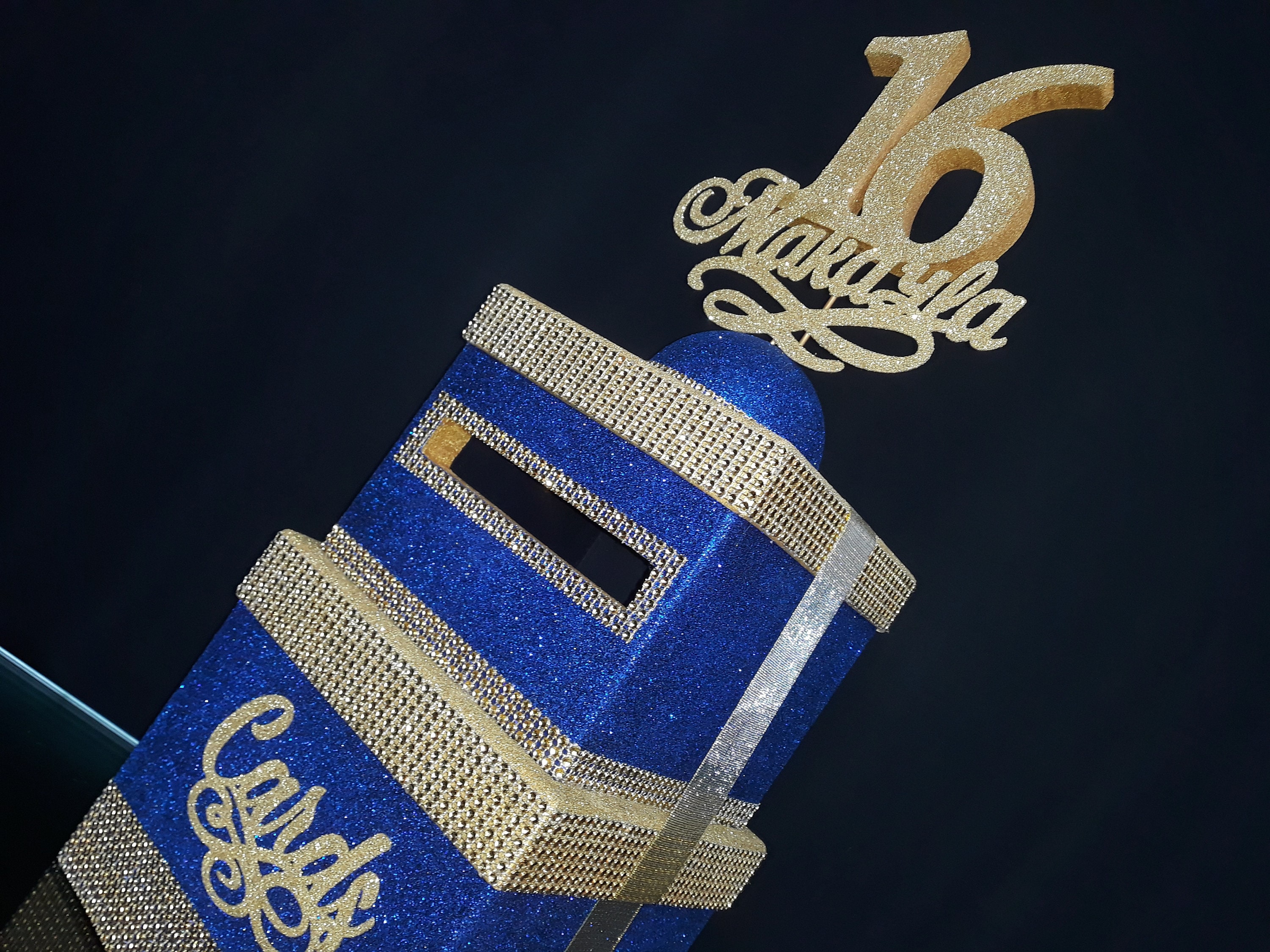 A Two-tier Card Box Navy Blue a Two-story Cardboxbox for | Etsy