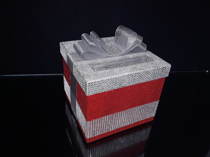 Red Glitter Square Card Boxcard Box Sweet 16card Box | Etsy