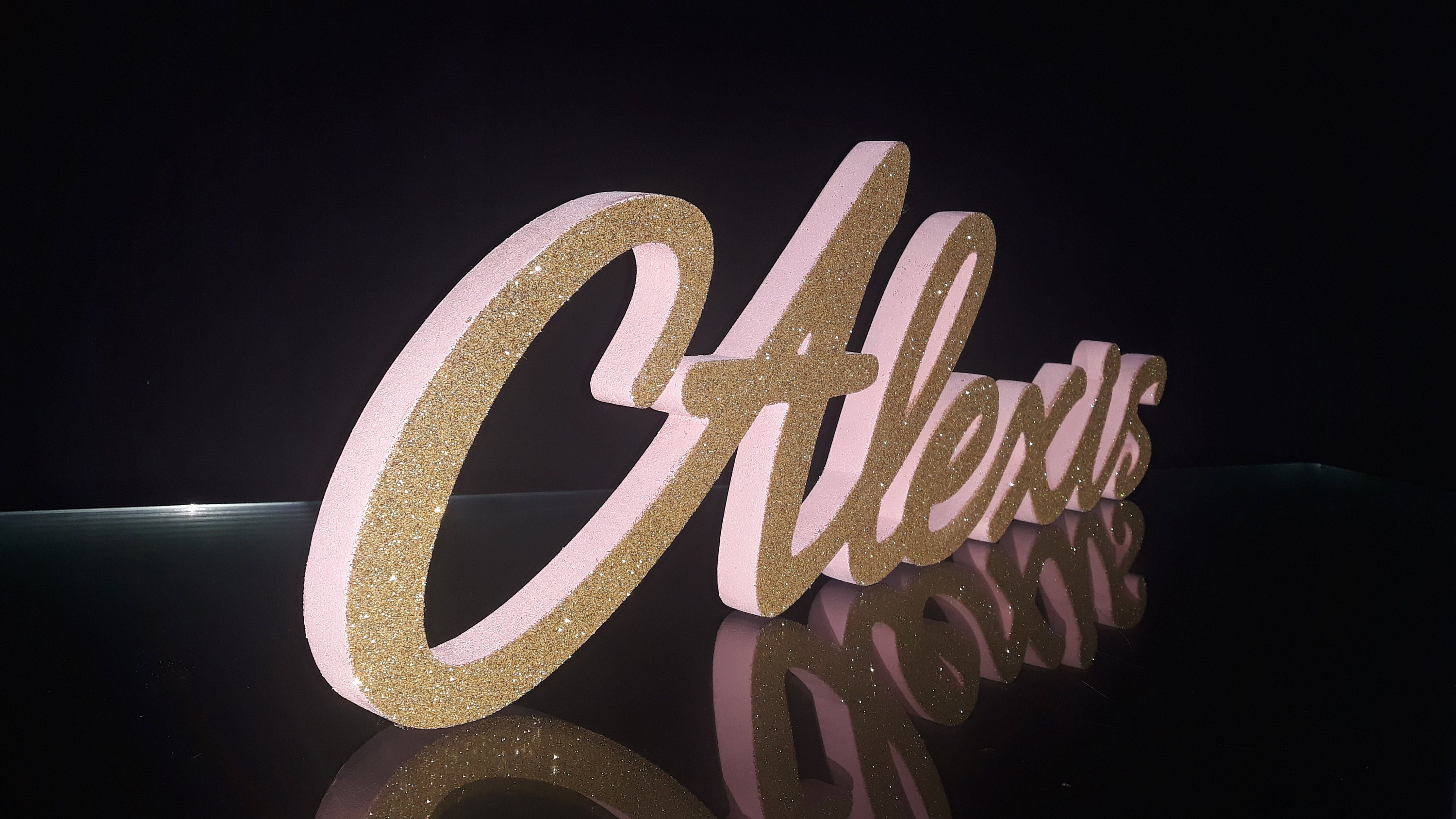 Pink Color Custom Name 3D Alexis Gold Glitterfoam Letters | Etsy
