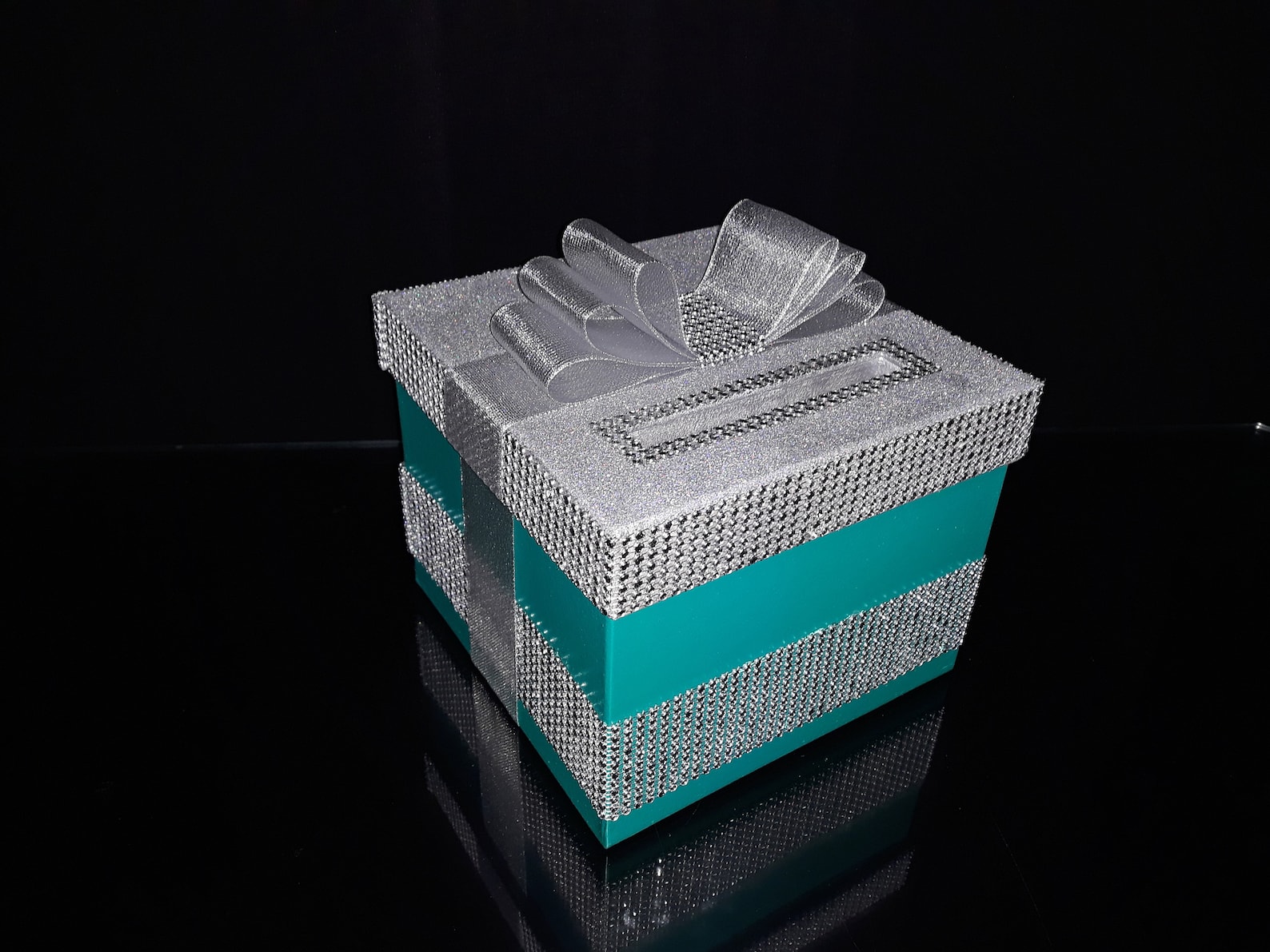 Turquoise Square Card Box Glitter and Bling for Sweet 16 | Etsy