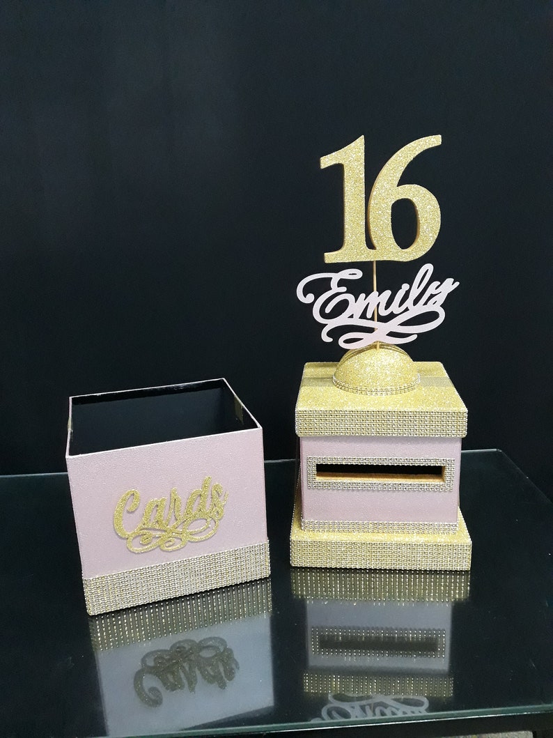 A Two-tier Card Box Rose Gold a Two-story Cardboxbox for | Etsy