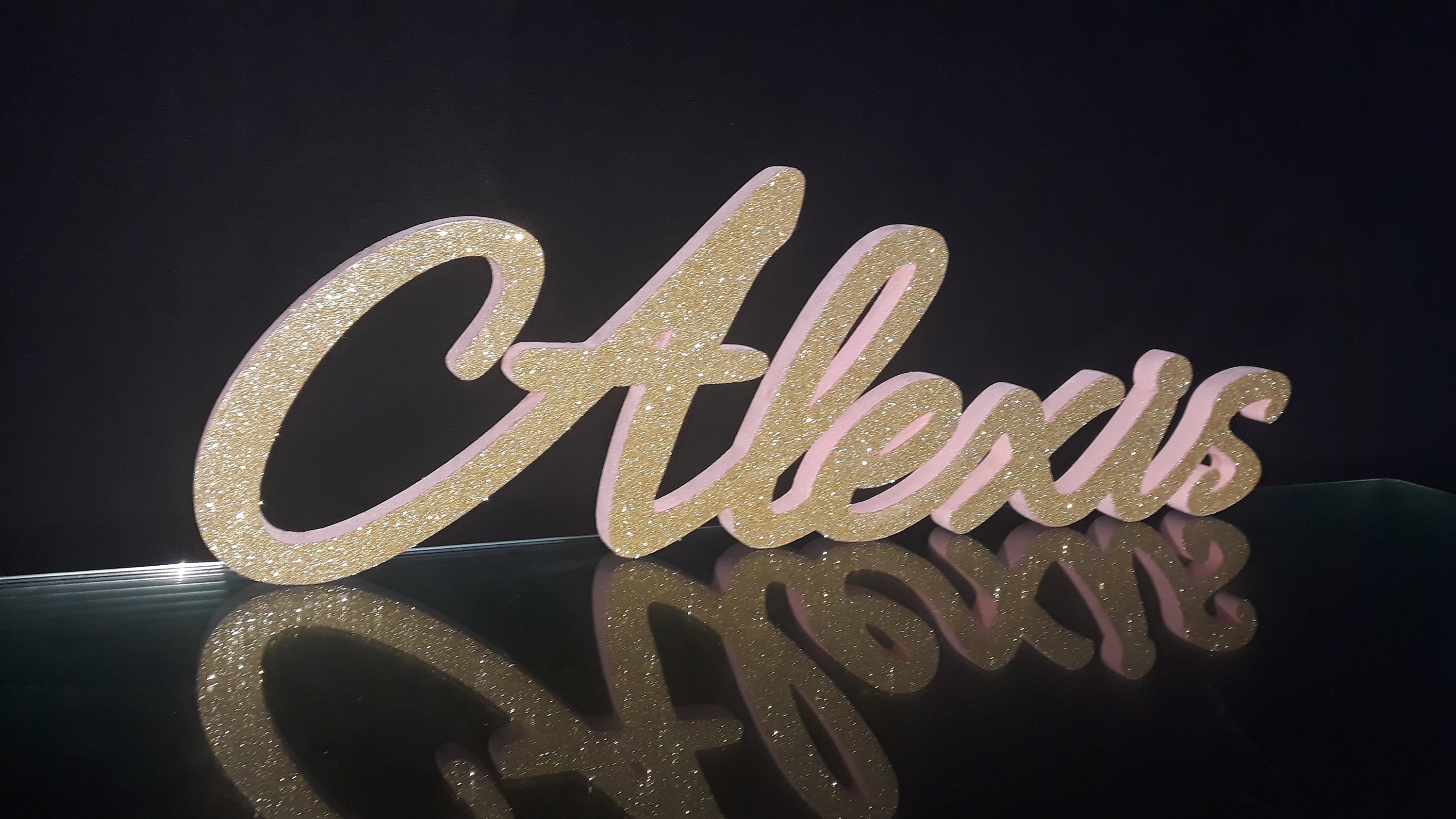 Pink Color Custom Name 3D Alexis Gold Glitterfoam Letters | Etsy