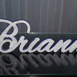 Royal Blue Color Custom Name 3D Brianna Silver Glitter,foam Letters ,3D ...
