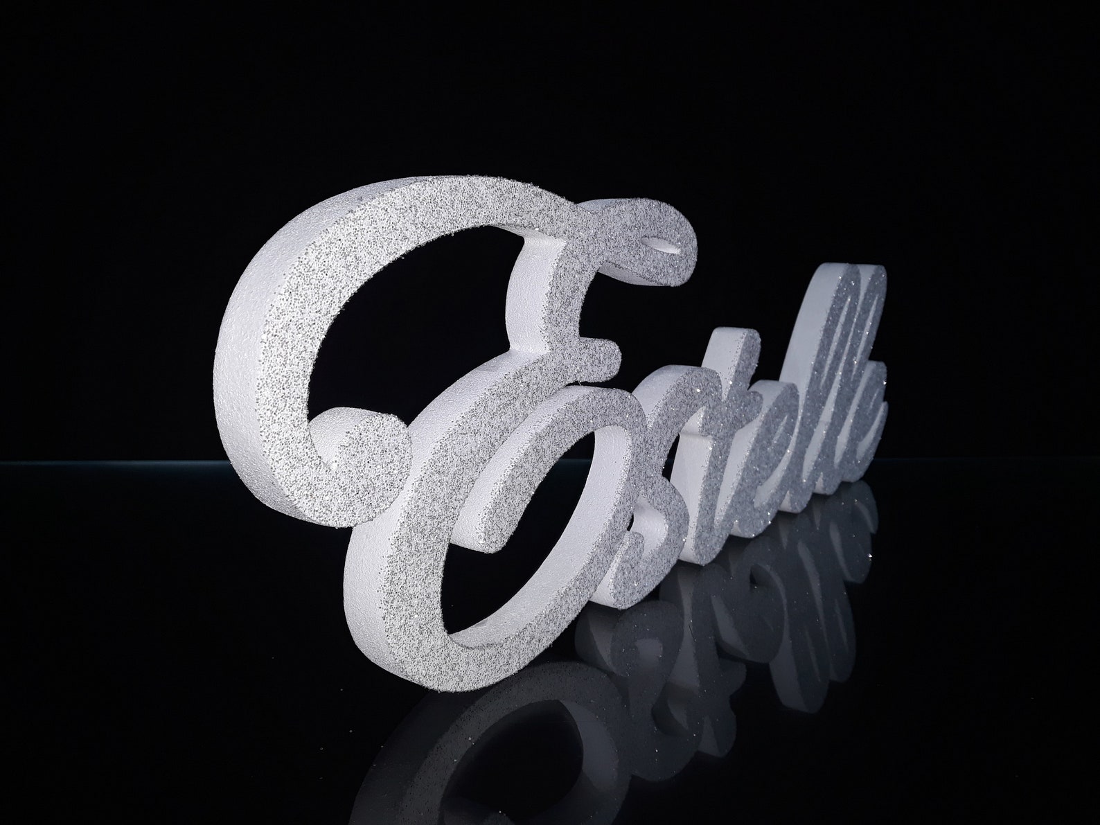 White Color Custom Name 3D White Glitterstyrofoam Name Foam | Etsy