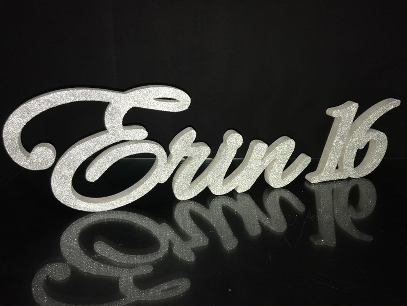 Custom Name Erin Silver Glitter Styrofoam 3d,silver Letters Name Age ...