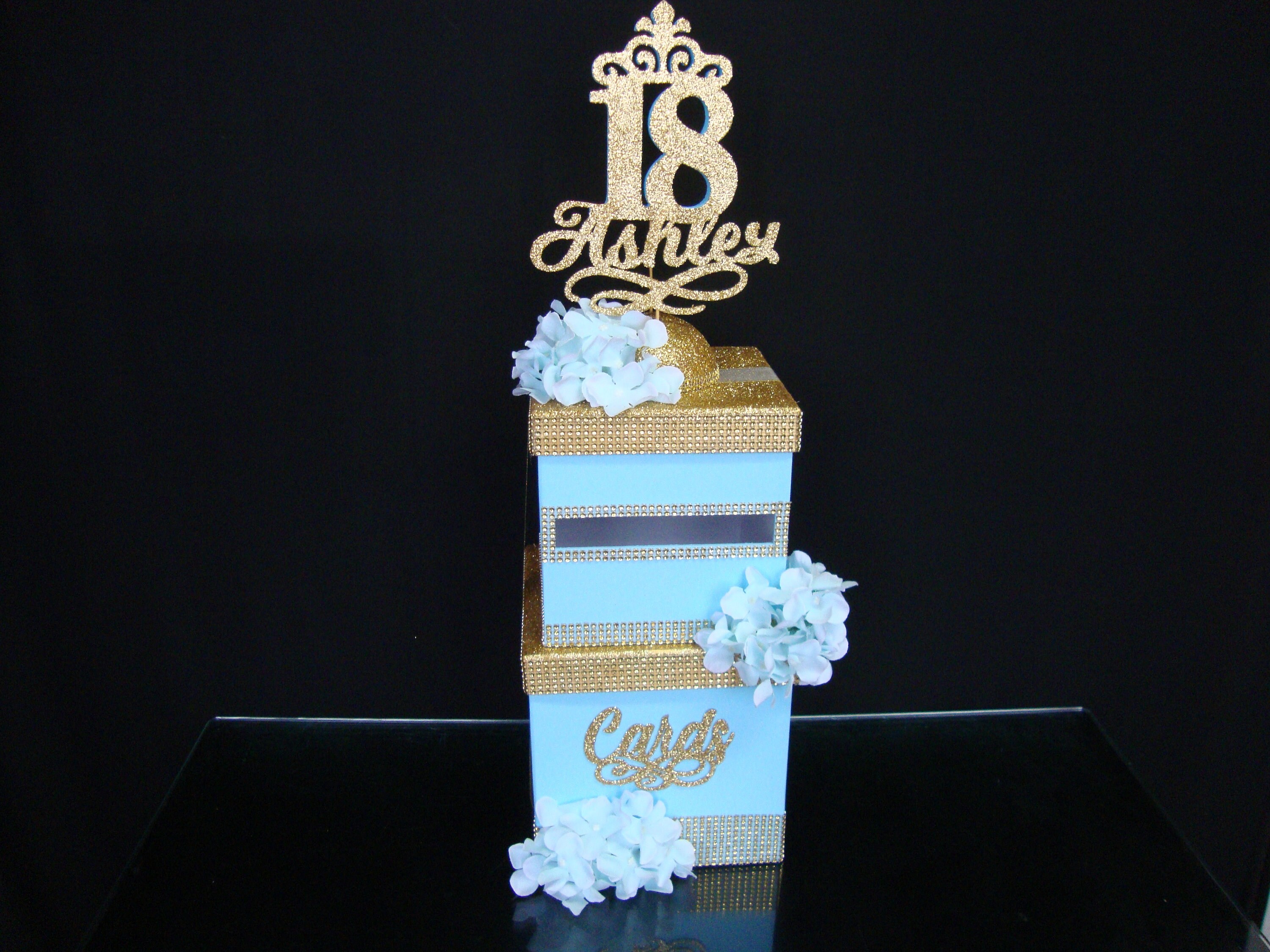 A Two-tier Card Box With Hydrangea a Two-story Cardbox a Box - Etsy