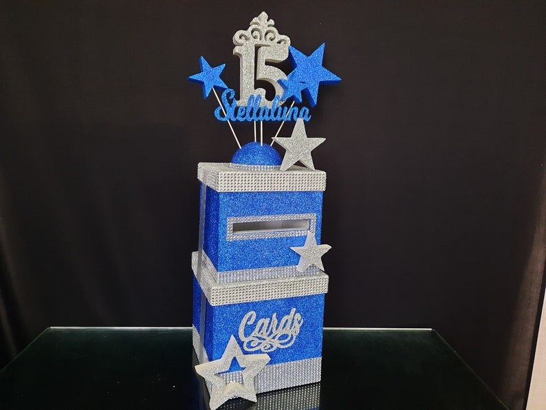 Stars Card Box a Two-story Cardbox With Stars a Box for - Etsy