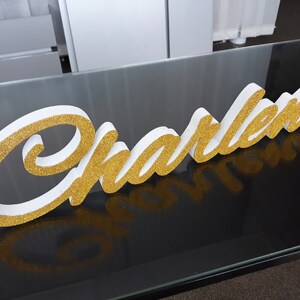 White Color Custom Name 3D Charlene Gold Glitter,foam Letters Name Age ...