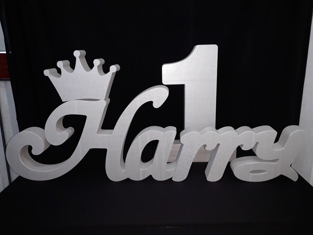 Big 3D Name One Number Crown From Styrofoam, First Birthday,sign 12 ...