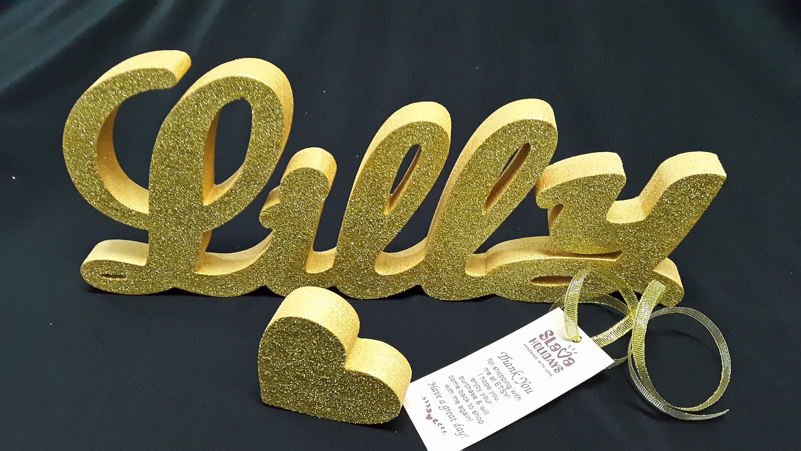 Gold Glitter Custom Name 3dgold Lilly Letters Name Age | Etsy