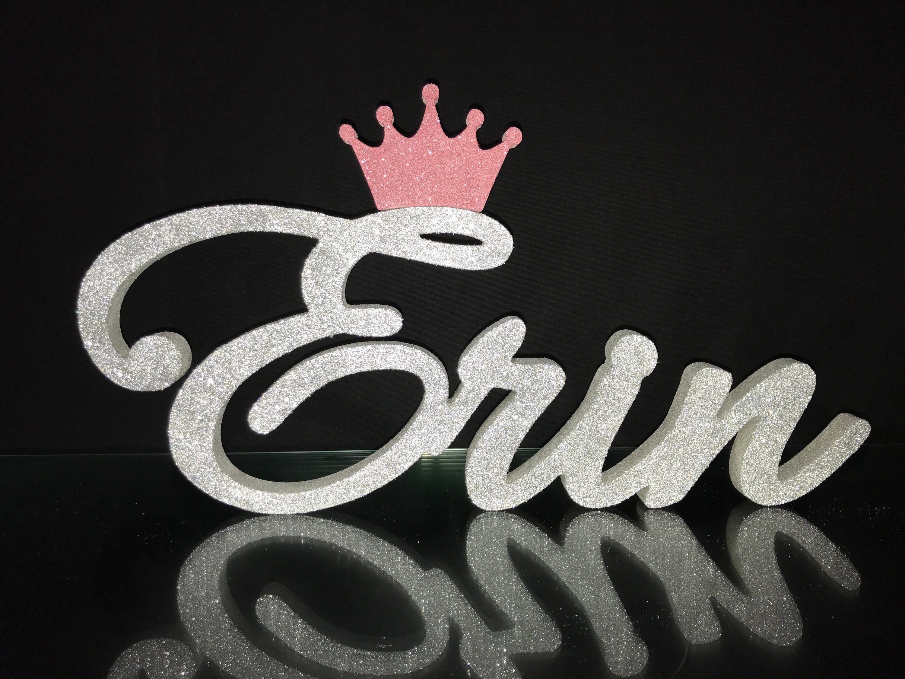Custom Name Erin Silver Glitter Styrofoam 3d,silver Letters Name Age ...