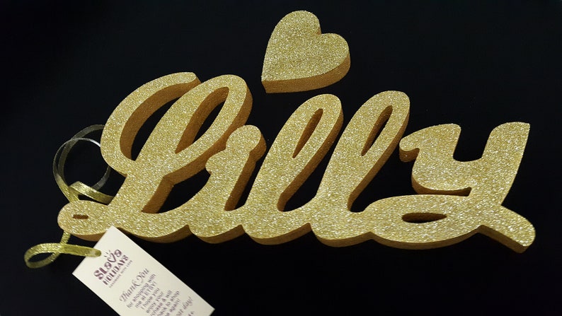 Gold Glitter Custom Name 3dgold Lilly Letters Name Age | Etsy